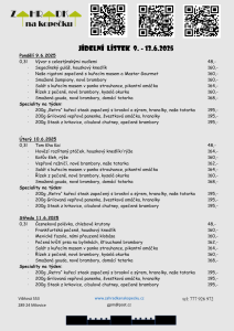 Polední menu - Restaurace Zahrádka na kopečku